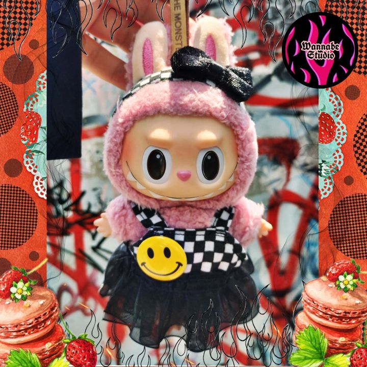 ชุด Labubu Macaron ชุด น้องลาบูบู้ Labubu Chess Dress Monochrome + ที่ ...