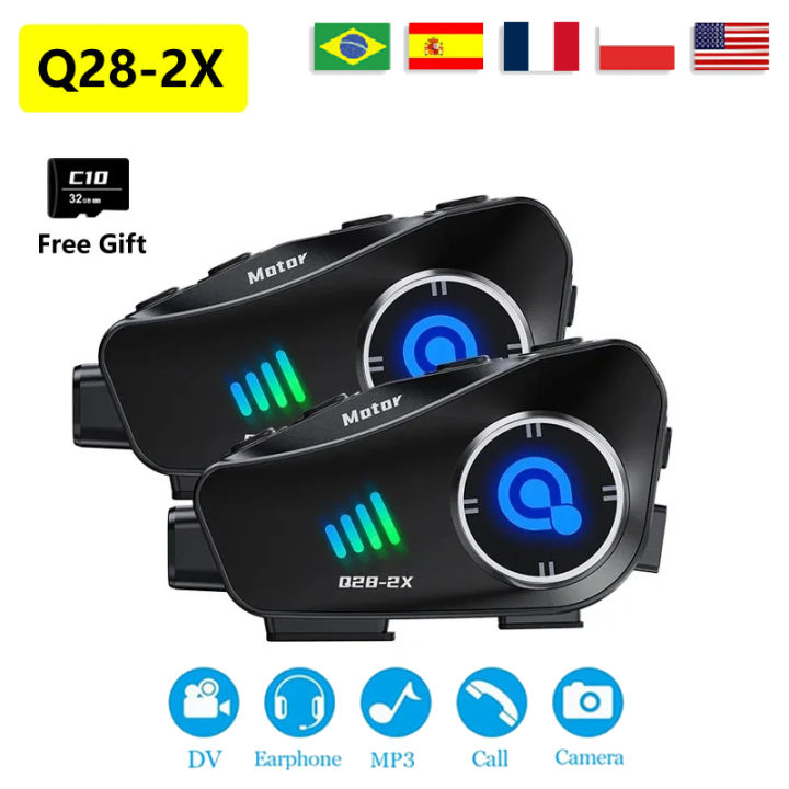 The New Q28-2X Motorcycle Helmet Bluetooth Intercom 2-Person Intercom ...