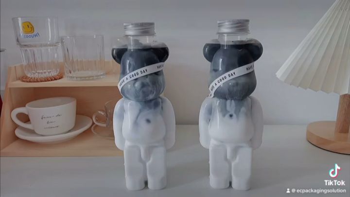 EC 10pcs Cartoon Design Bear Shape PET Plastic Portable Bottle w ...
