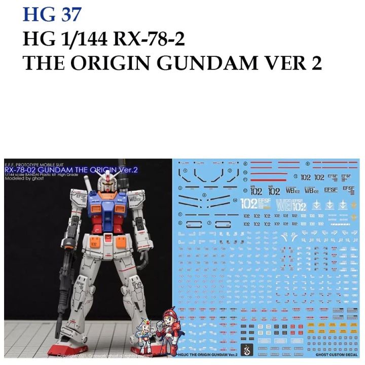 ดีคอลน้ำ [Ghost] HG 37 HGUC RX 78 2 THE ORIGIN GUNDAM Ver.2 HG 1/144 ...