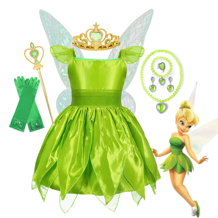 Disney TinkerBell Fairy Elves Costume For Girls Princess Cosplay Tinker ...