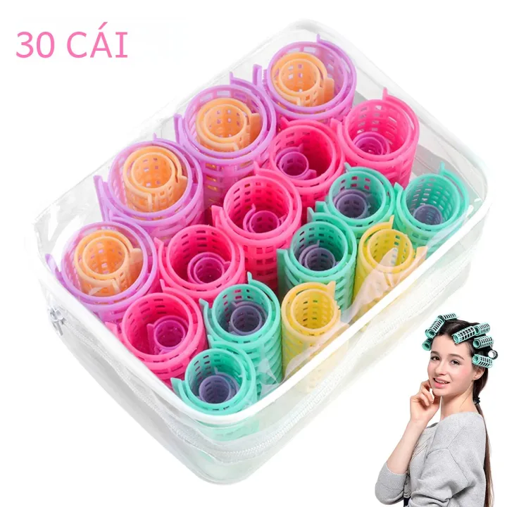 Bộ 30 Con Lăn Tóc Tự Giữ, Nhẹ, Bằng Nhựa, Dụng Cụ Làm Tóc Xoăn Tự Làm ...
