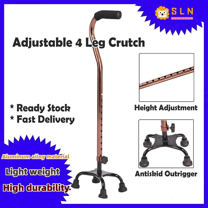 【Local Delivery】Light Weight Adjustable Height Stainless Steel Quad ...