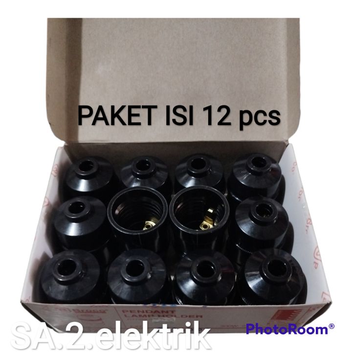 (Paket isi 12 Pcs) FITTING LAMPU GANTUNG HITAM KUNINGAN BROCO | FITING ...