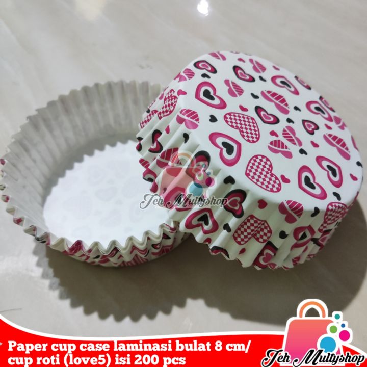 paper cup case laminasi bulat 8 cm / cup roti (love5) isi 200 pcs ...