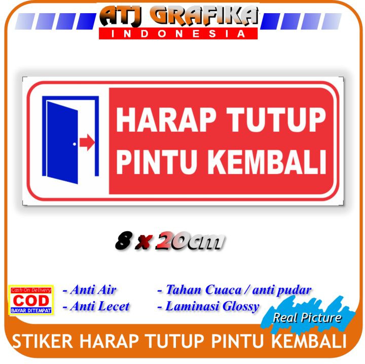 Stiker new harap tutup pintu kembali sticker pintu toko kantor kamar dll | Lazada Indonesia