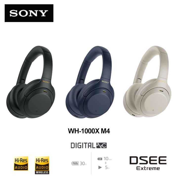 Sony Bluetooth Headphones WH 1000XM4 Noise Cancelling Over Ear Wireless ...