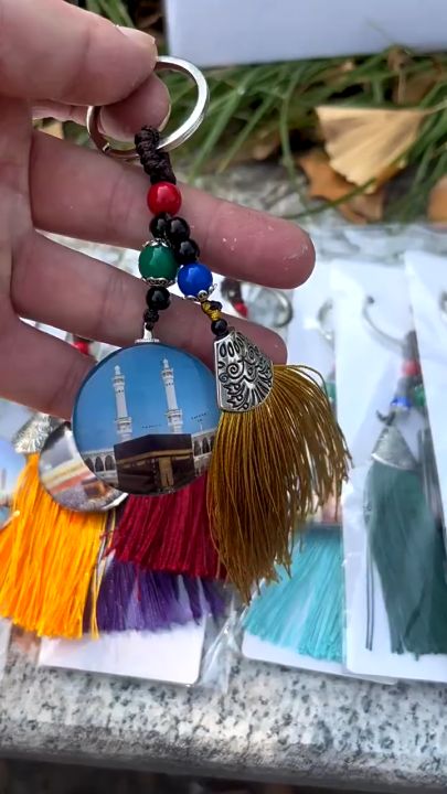 KL Stock Doorgift Keychain Islamic Crystal Double-Sided Glass Material ...