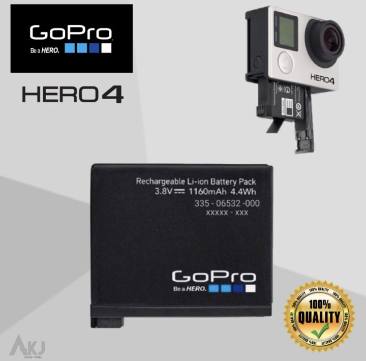 GoPro Hero 4 / Hero 4+ Battery Rechargeable Li-ion Battery 1160mAh ...
