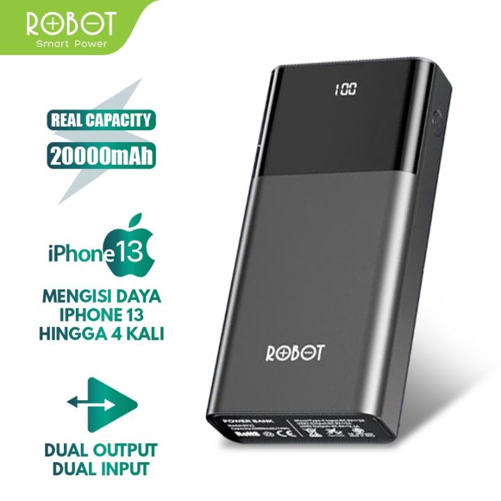 PowerBank ROBOT 20000mah RT22s Dual Port Input & Output Original Led ...