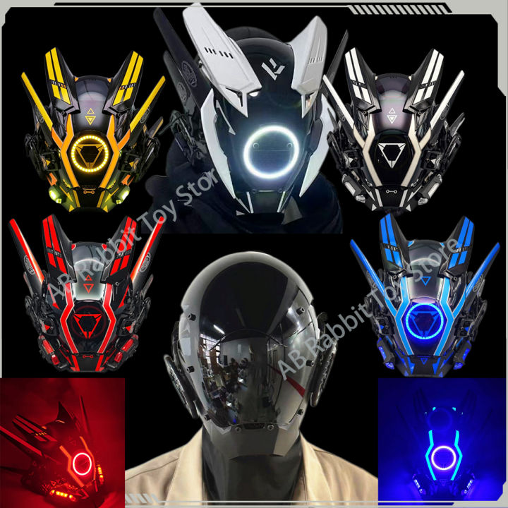 Cyberpunk Helmet Cosplay Luminescence With Hair Produce Sound Cyber ...
