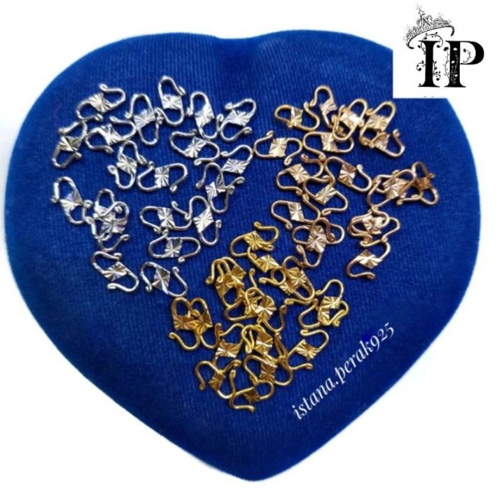 Kaitan S, kaitan Kalung/Kaitan Gelang/ Perak Asli Silver 925 Lapis Emas ...