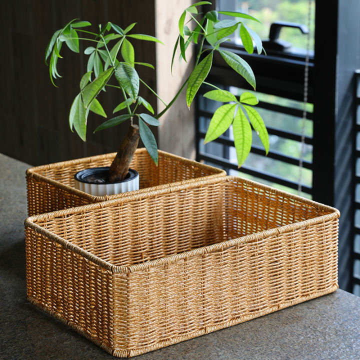 Kens Nordic Style Plastic Wicker Basket Bathroom Supplies Storage Box ...