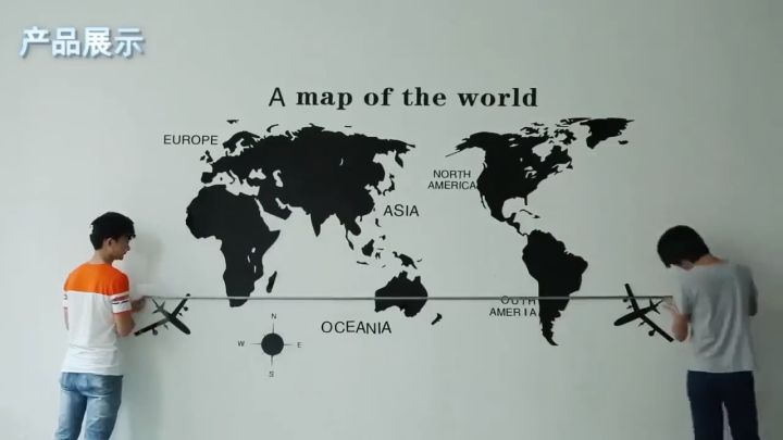 Acrylic 3D Map Of World Smooth Solid Crystal Wall Sticker Home Office ...