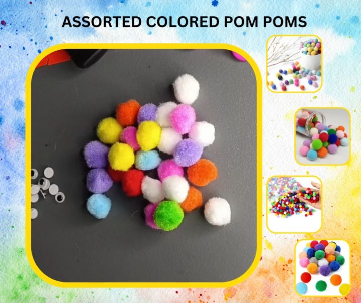 1PACK Multi-Color Pom Poms Balls Sensory Toys and Bright Colors Fluffy ...
