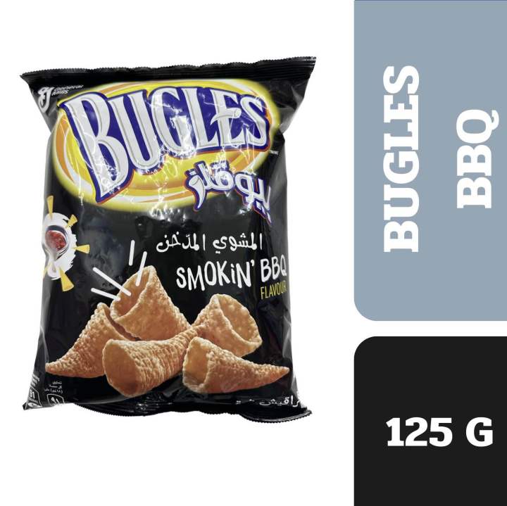 Bugles Smokin’ BBQ Flavor Corn snacks 125 g++ บลูเกลส ขนมข้าวโพดรสบีบี ...