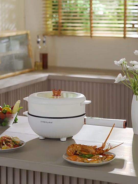 wok Electric Frying Pan Smart Multifunctional 4L Big Capacity Non-Stick ...