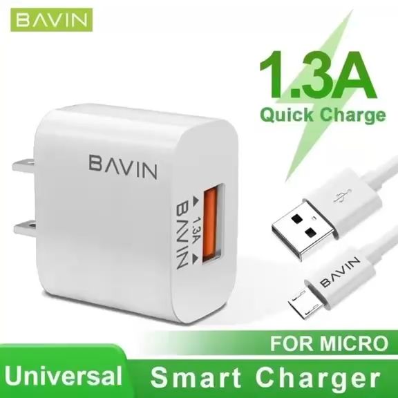 BAVIN Universal Fast Charger 1.3A with Dual Micro/Type-C Output for iOS ...