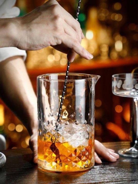 Japanese Style Crystal Cocktail Shaker Glass Bar Tools Mixing Cup for ...