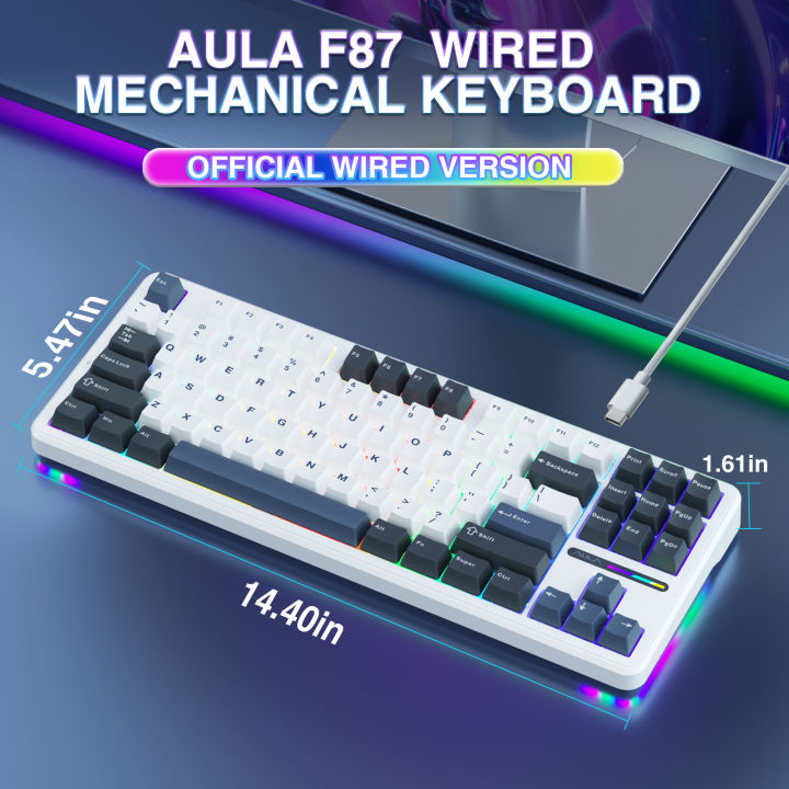 AULA F87 Wired Version 87 Keys Compact TKL Gasket Mount Hot-Swappable ...