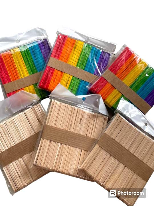 Wooden Popsicle Sticks Plain and Assorted (50 pcs per pack) | Lazada PH