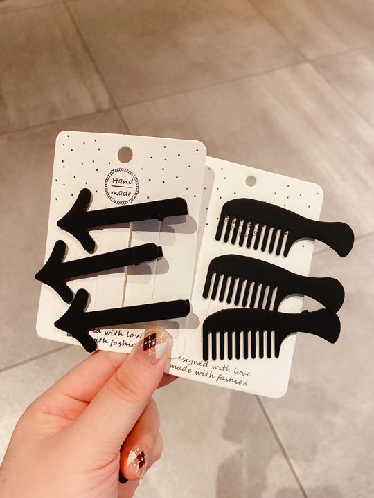Black Hair Clips Side Duckbill Hairpins Women's Simple Hair Accessories ...