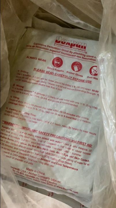 Dexpan Expansive Demolition Grout 11Lb. Bag for Rock Breaking, Concrete ...