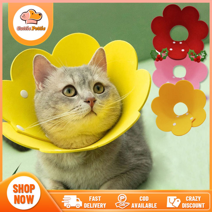 Cat Cone Cat Recovery Collar E-Collar Pet Dog Prevent Bite Elizabeth Circle EVA Flower Sponge ...