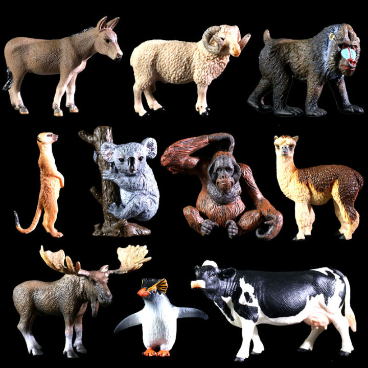 Rare Wild Animal Model Toys Pangolin Cow Gorilla Alpaca Donkey Bat ...