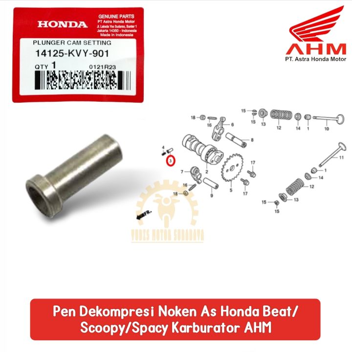 Honda Genuine Parts 14125-KVY-901 Plunger Cam Setting Pin Dekompresi ...