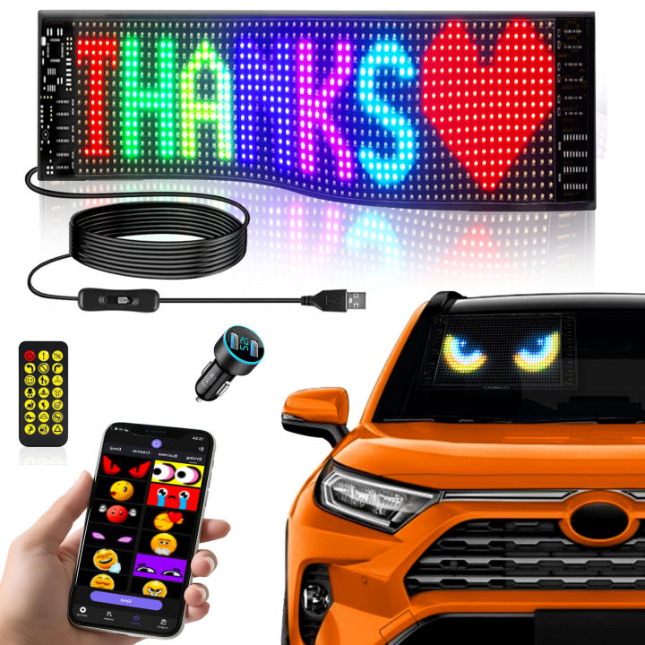 Smart Bluetooth Programmable Led Panel Pixels Matrix Display Car 0966