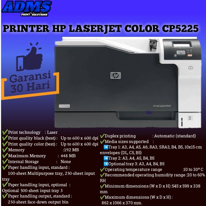 Printer Hp LaserJet Color CP5225 A3 | Lazada Indonesia