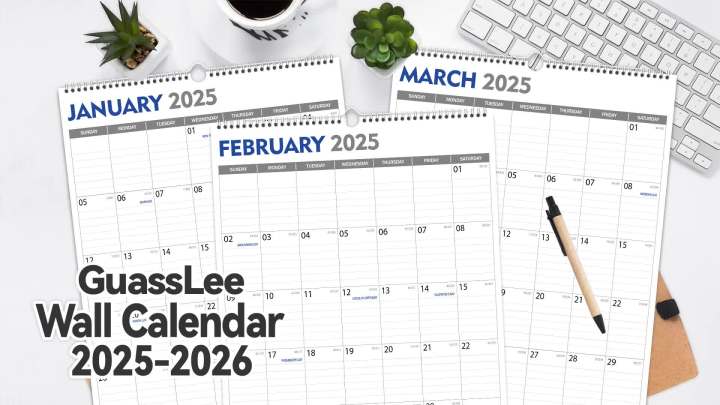 GuassLee Large Wall Calendar 2025-2026, 22"x15" Vertical Wall Calendar ...