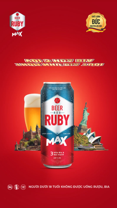 [Mua 1 Tặng 4] [Voucher giảm đến 18%] Thùng Bia Red Ruby Max 330ml x 24 ...
