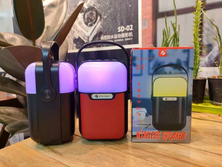 ลำโพงบลูทูธ KTS-1663 ลำโพงไหม่ ไฟสวย เล็กกระทัดรัด พกพา ไฟสลับสีปรับได้ | Lazada.co.th