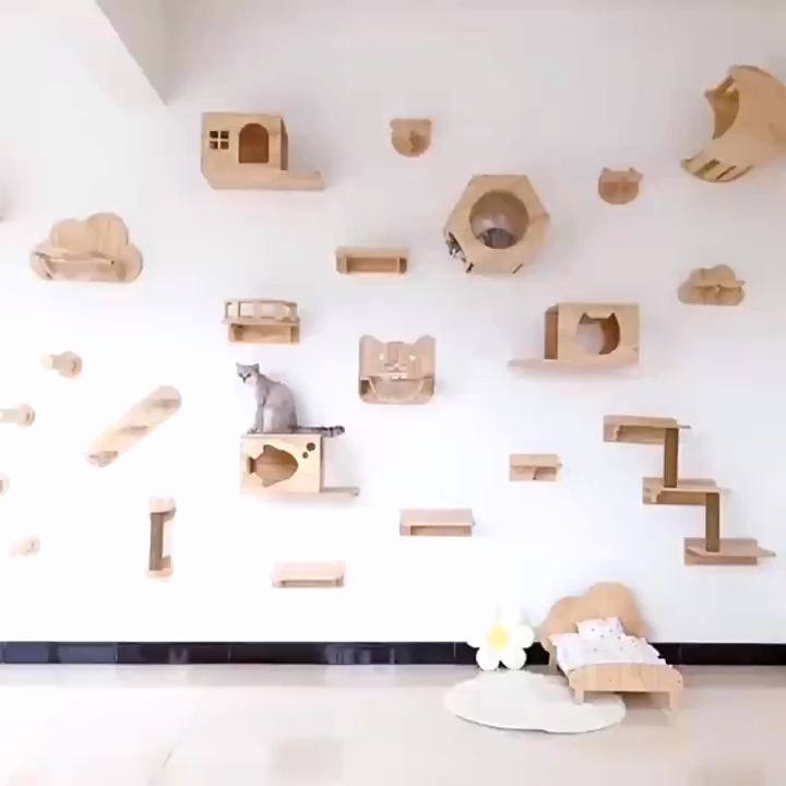 DIY Cat Tree house Wall-mounted Cat Climbing Frame Cat Claw Column Cat ...