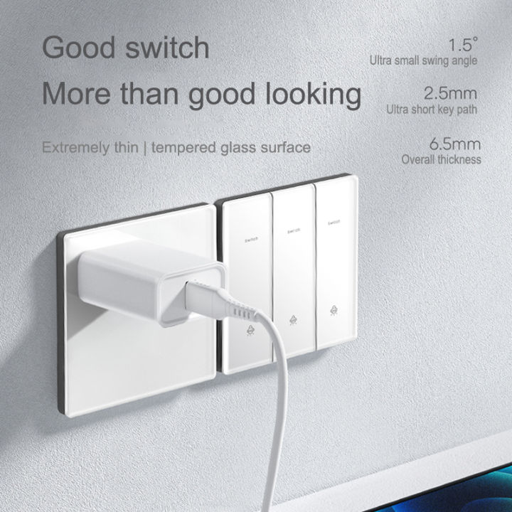 FLKL Ultra Frameless Tempered Glass wall socket Modern Design Toughened ...