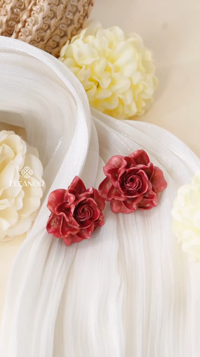 Bông tai nữ chuôi bạc 925 Eleanor Accessories hoa hồng phụ kiện trang ...