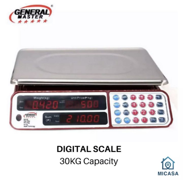 General Master Digital Weighing Scale 30kg Capacity (kilohan) | Lazada PH