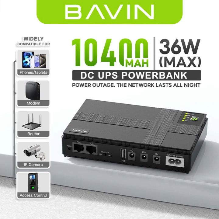 BAVIN PC1083 36W 10400mAh / PC1082 18W 7200mAh Mini UPS Uninterrupted ...
