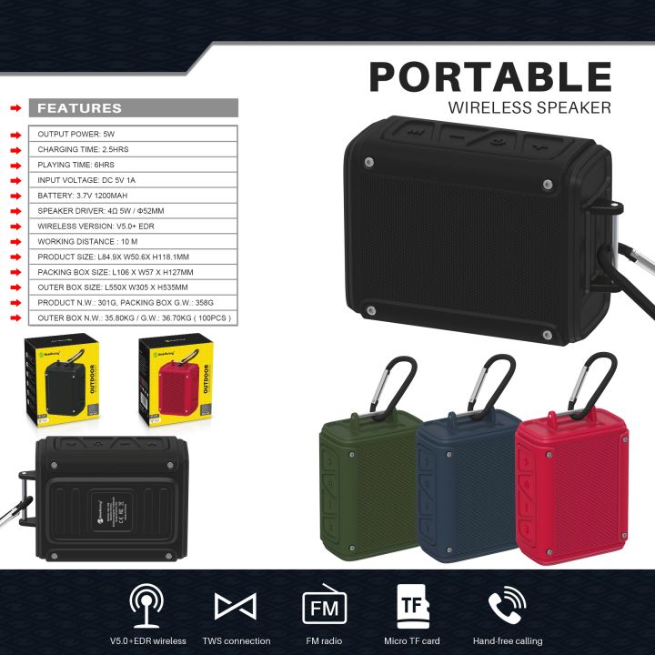 Portable Speaker Wireless Subwoofer Waterproof Sound Box Stereo Mini ...