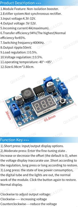 DC-DC Adjustable Power Step-down Module LM2596 Buck LED Converter Board 4V-40V to 1.25V-37V ...