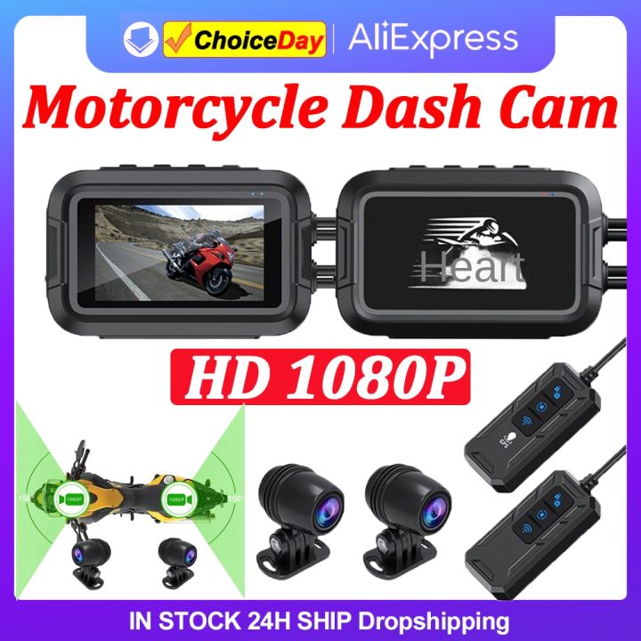 HD 1080P Motorcycle DVR Camera Recorder Front Rear View Dual Lens Dash ...