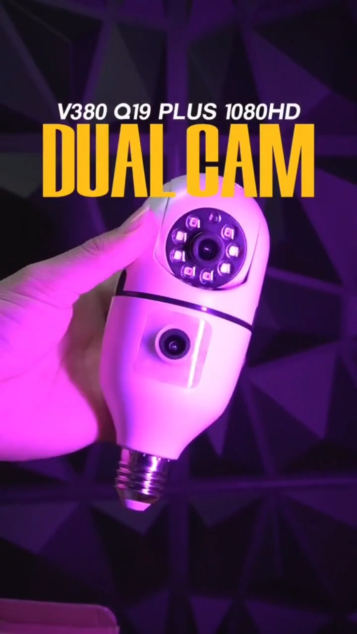 V380 PRO Q19 Plus Dual Lens HD 1080P Siren Alarm Smart CCTV Camera Bulb ...