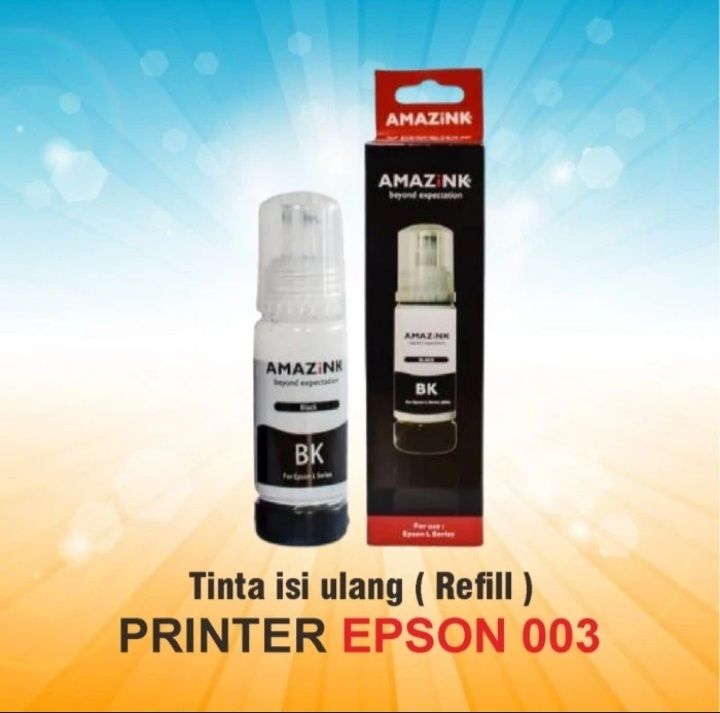 Tinta Epson L1110, L3110, L3150, L5190, 003 warna Black//Hitam Tinta ...