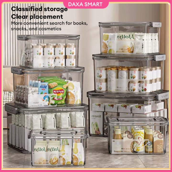 Transparent Storage Box With handle Stackable Box Transparent Plastic ...