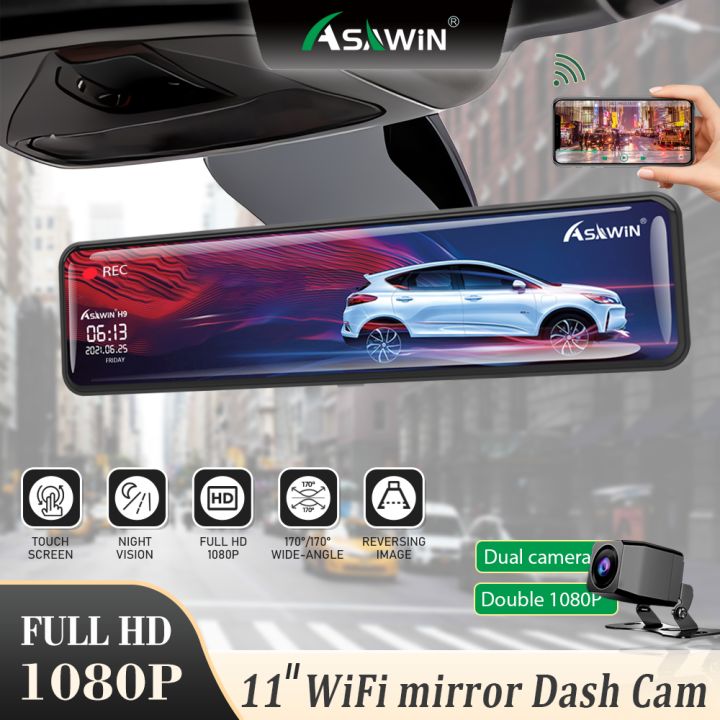 Asawin H9 11 In Rear View Mirror WIFI Dash Camera For Car Dvr Front And ...
