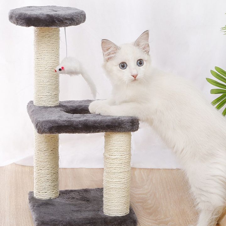 Tuition Cat Climbing Scratchers Frame Triple-Layer Cat Jumping Platform ...