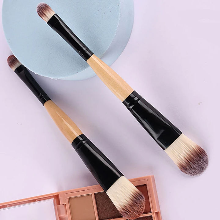 Peralatan Rias แปรงคอนซีลเลอร์1ชิ้นหัว2ชั้นแปรงแปรงปัดอายชาโดว์แบบใช้ได้สองครั้งขนจมูกอายแชโดว์ ...