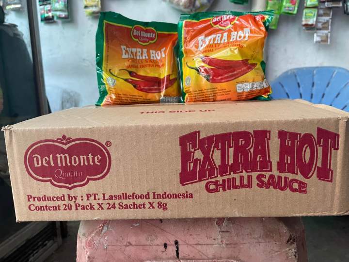 Saos extra hot delmonte sachet 1 pak isi 24 x 8 gram / saus delmonte saset 1 pak | Lazada Indonesia